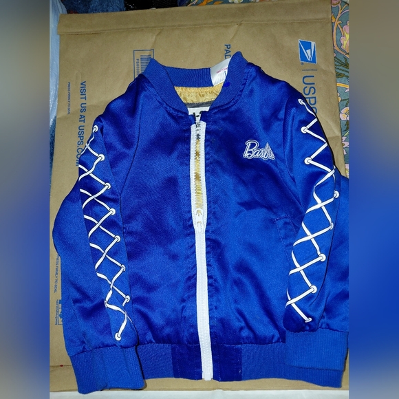 Cotton On | Jackets & Coats | Barbie Blue Satin Bomber Jacket With ...